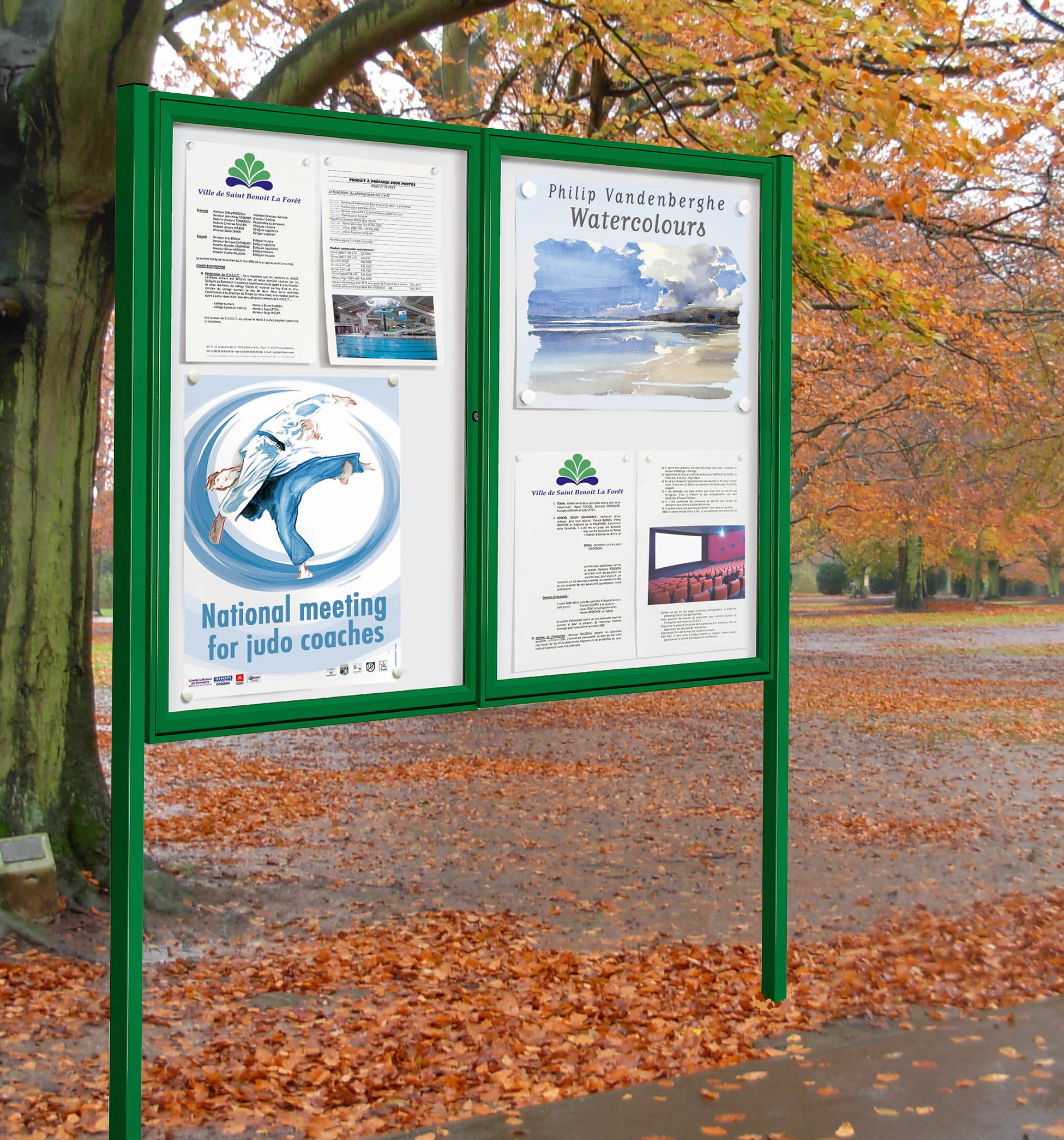 Buy Post Mounted Noticeboard in 8 Colours White Light Display